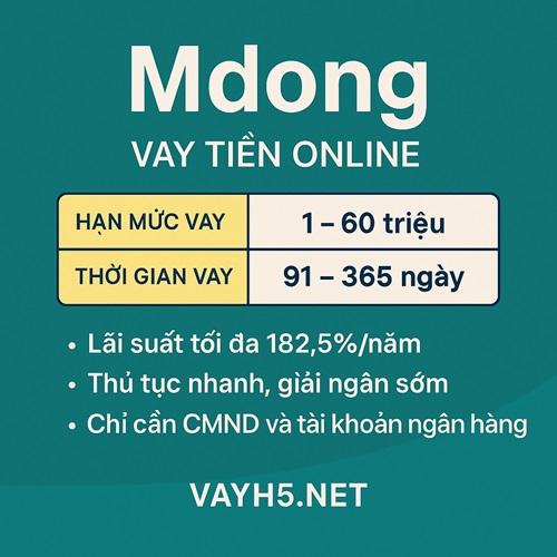 Mdong - Hỗ Trợ Vay Online Từ 1 - 60 Triệu Chỉ Cần CMND